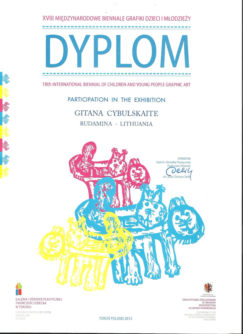 dyplom Gitanya – VILNIAUS R. RUDAMINOS MENO MOKYKLA